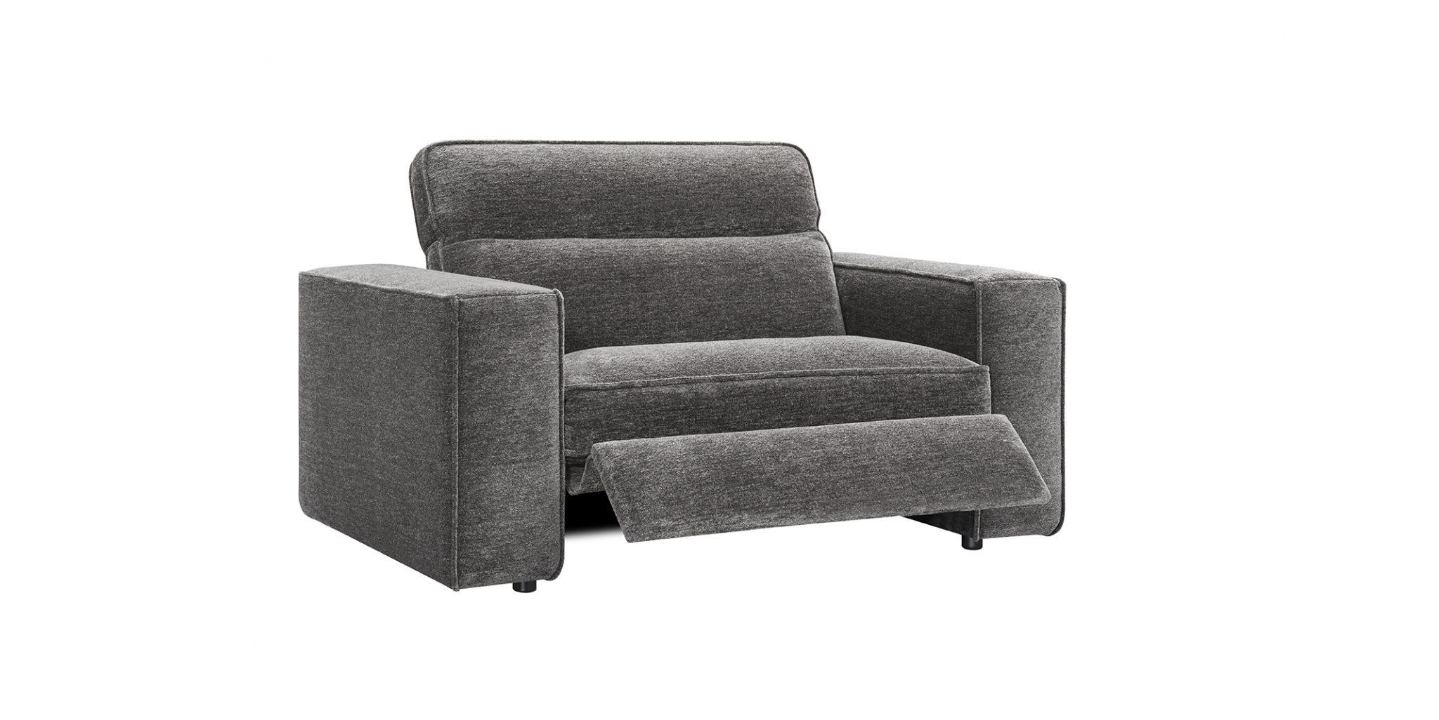 Fauteuil large assise en tissu NORAM